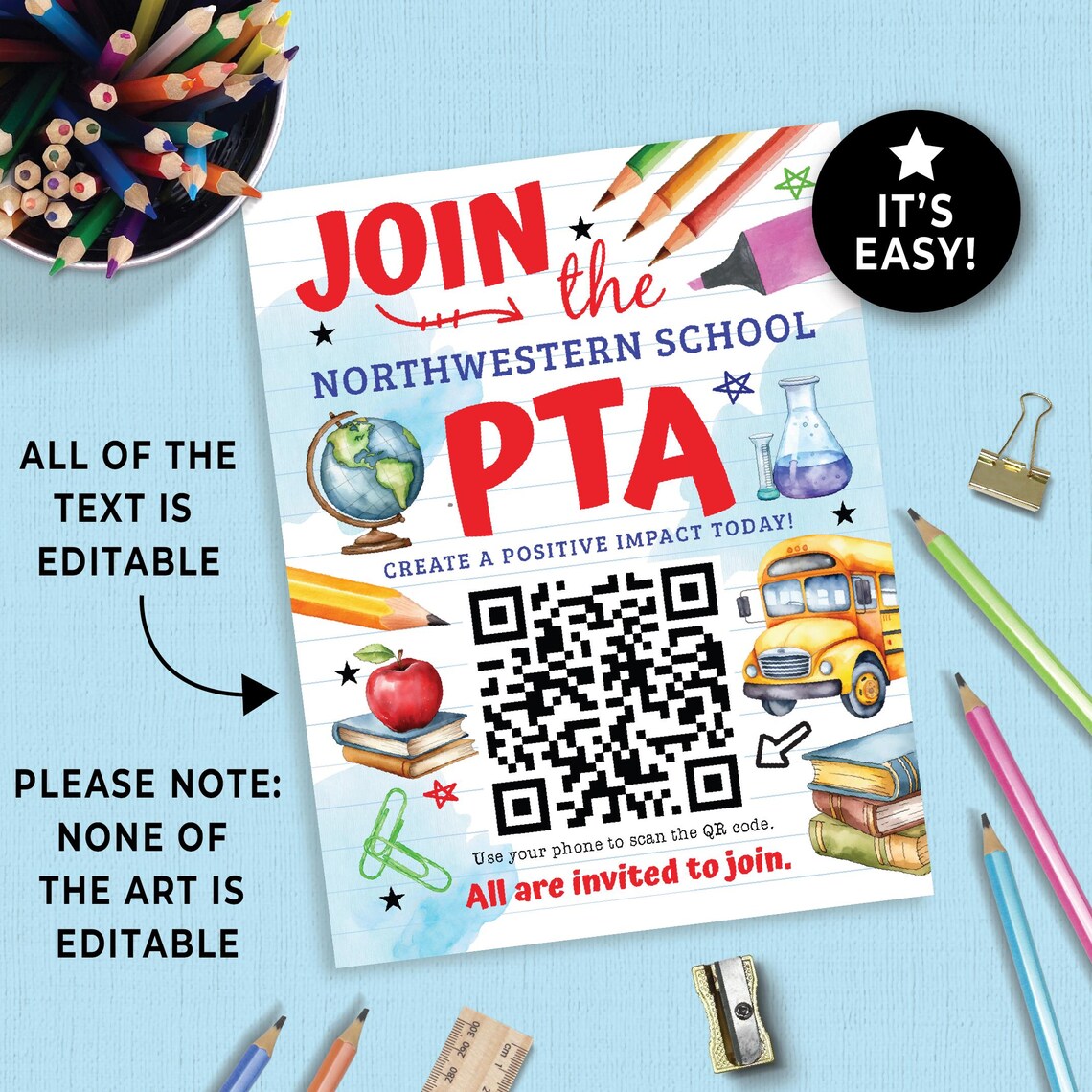 Editable PTO PTA Membership Drive Flyer, PTA Membership Form, Pta Sign ...