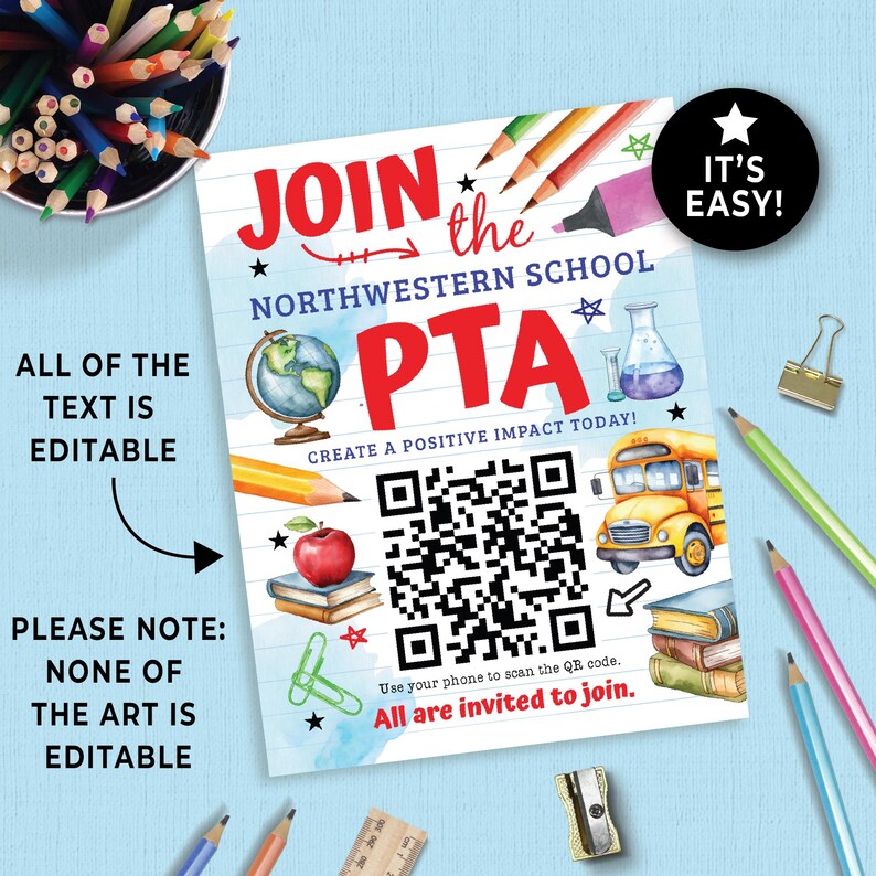 Editable PTO PTA Membership Drive Flyer, PTA Membership Form, Pta Sign ...
