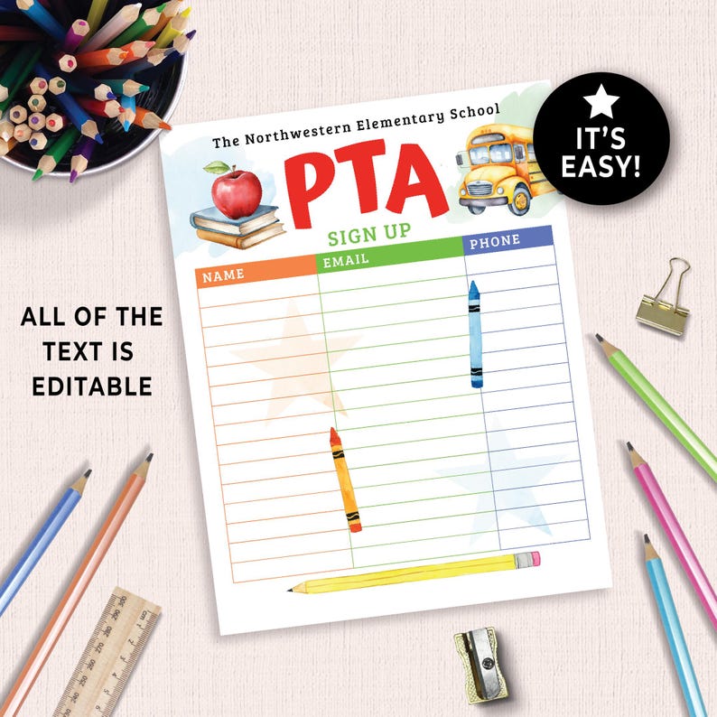 Printable PTO PTA Sign up Form, Membership Flyer, Pta Membership Drive ...