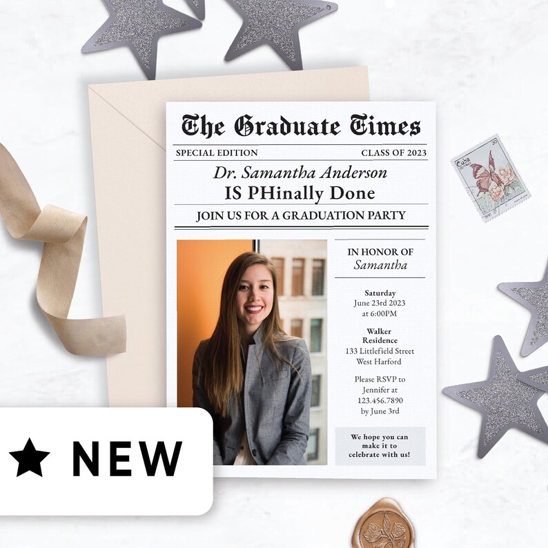 Editable Doctorate Graduation Party Invitations, Phd Graduation Party ...