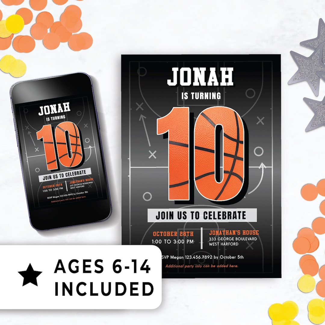 Editable 10 Year Old Birthday Party Invitation Boy, 10th Birthday Party ...