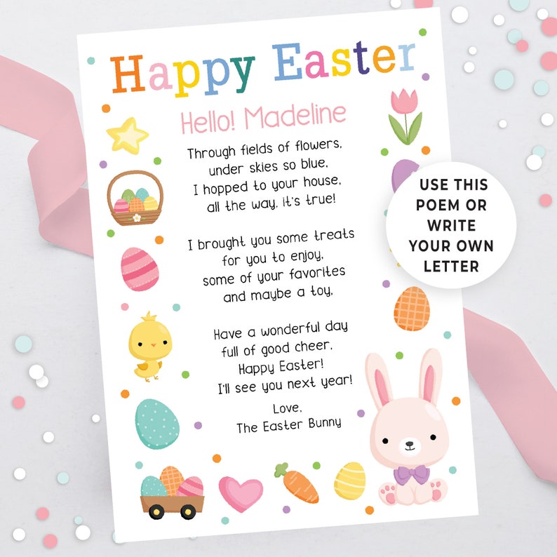 Editable Easter Bunny Letter Printable, Personalized Letter From the ...