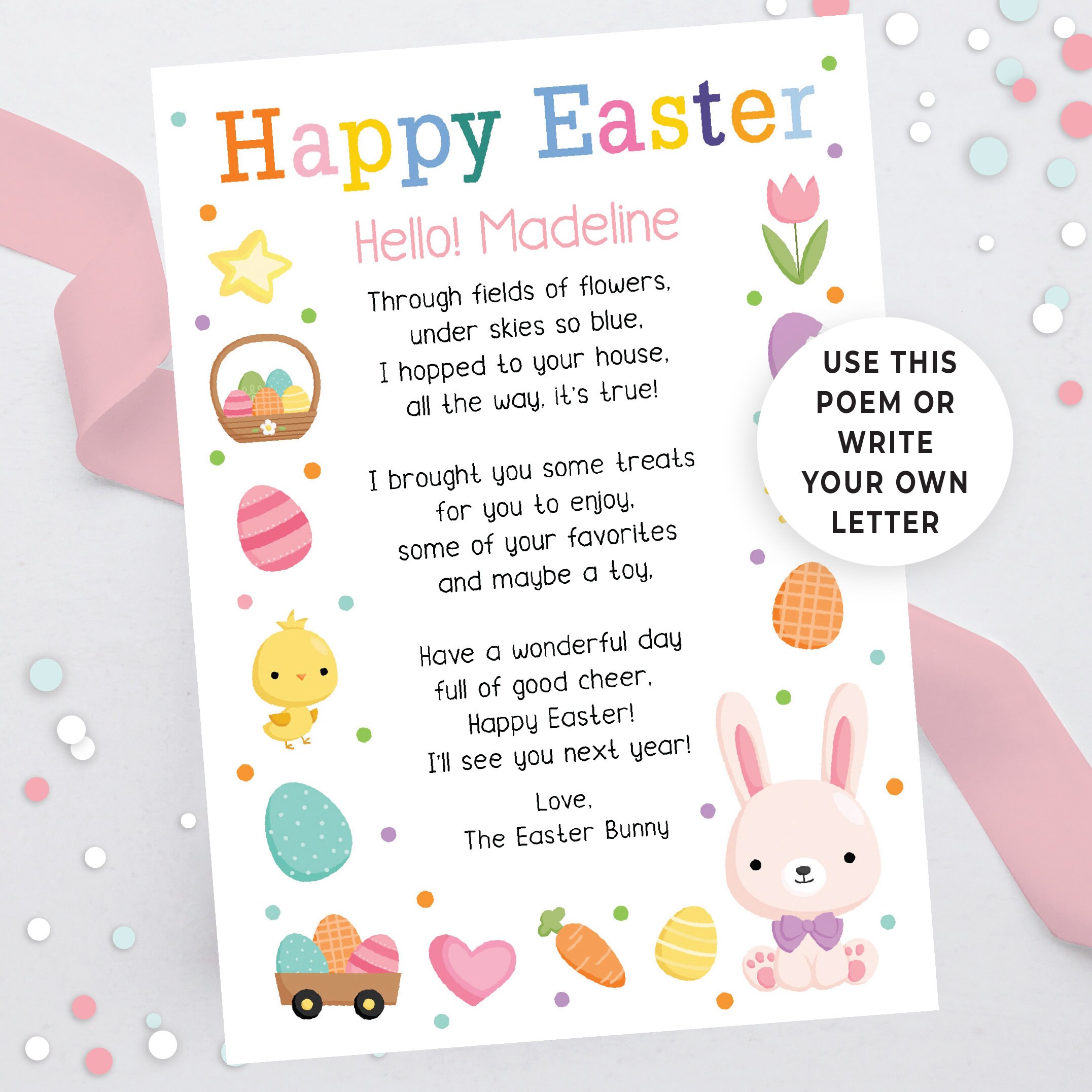 Editable Easter Bunny Letter Printable, Personalized Letter From the ...