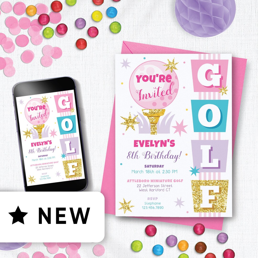Editable Golf Party Invitation Template, Mini Golf Birthday Invitations ...