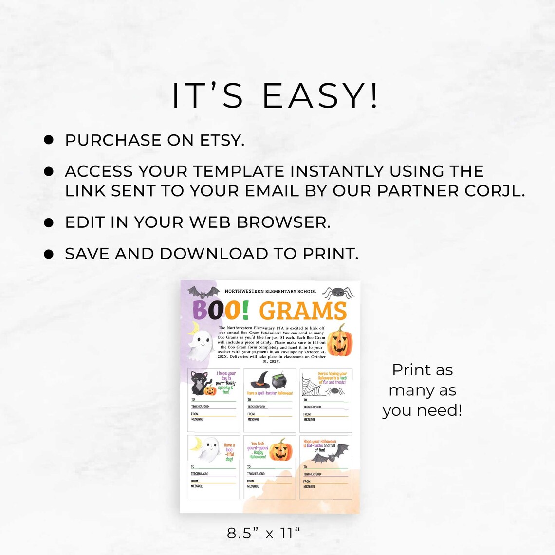 Editable Halloween Boo Gram Fundraiser Flyer Tags, Printable Halloween ...