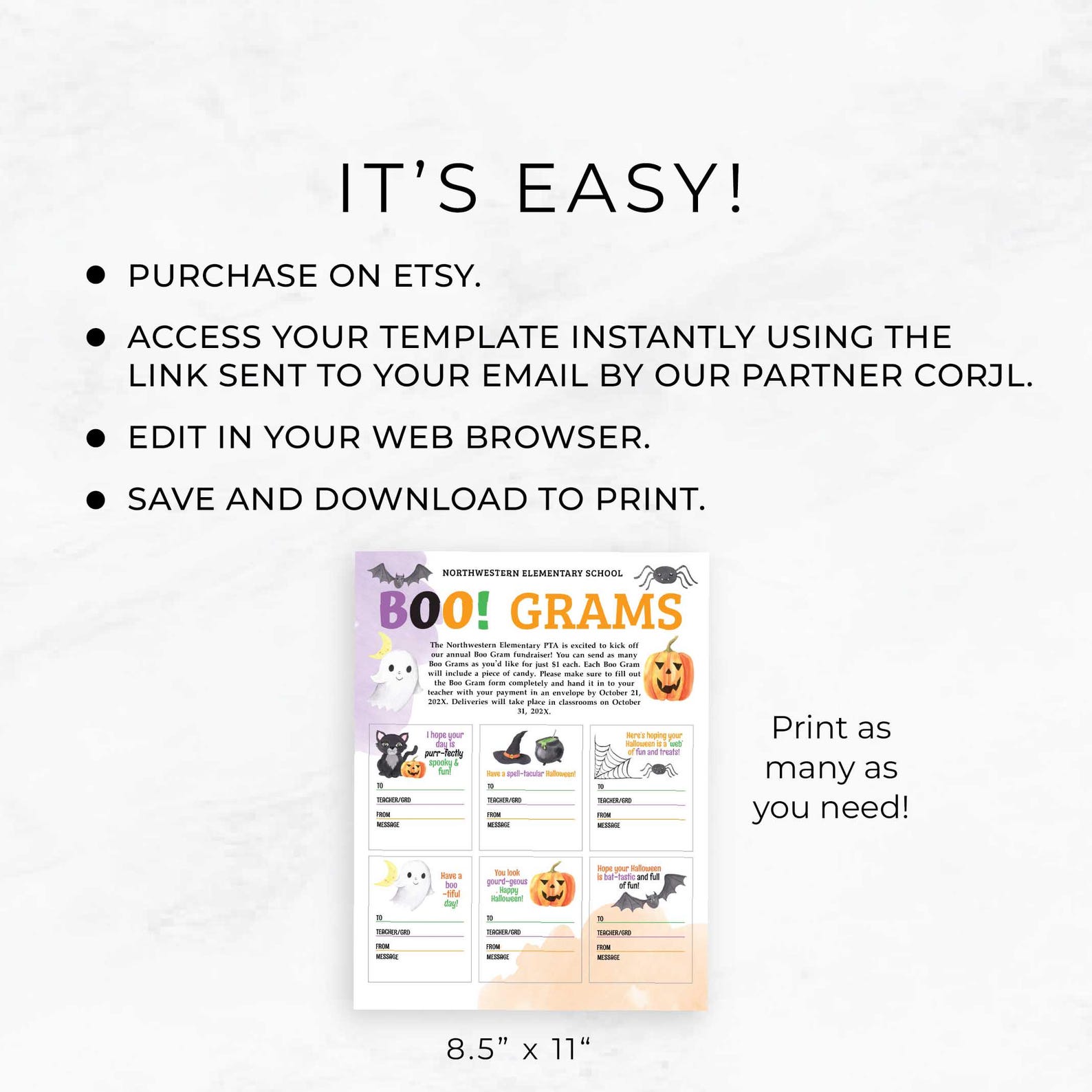 Editable Halloween Boo Gram Fundraiser Flyer Tags, Printable Halloween ...