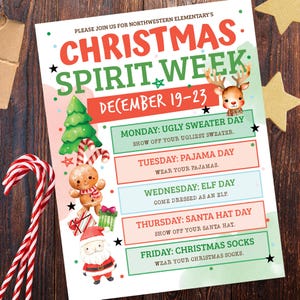 Editable Christmas Spirit Week Flyer, Winter Spirit Week Template ...