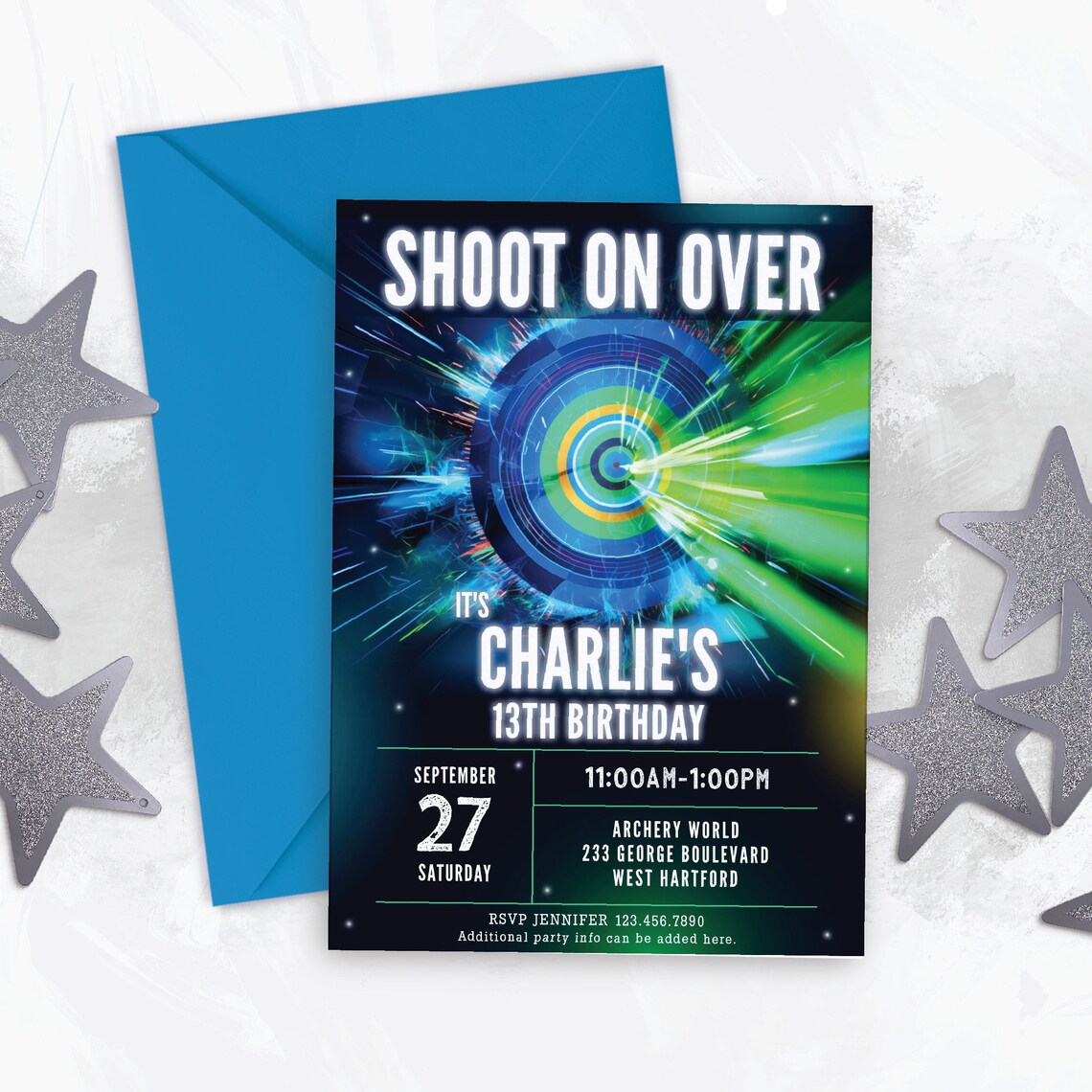 Editable Archery Birthday Party Invitation for Teenage or Tween Boy ...