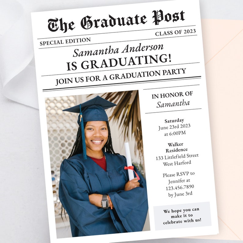 Editable Evite Graduation Invitation Text Message Tempate - Etsy
