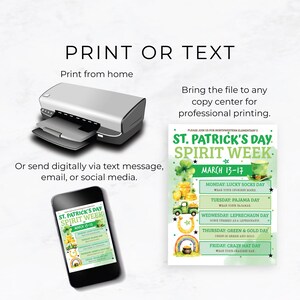 Editable St Patrick's Day Spirit Week Flyer, March Spirit Week Template ...