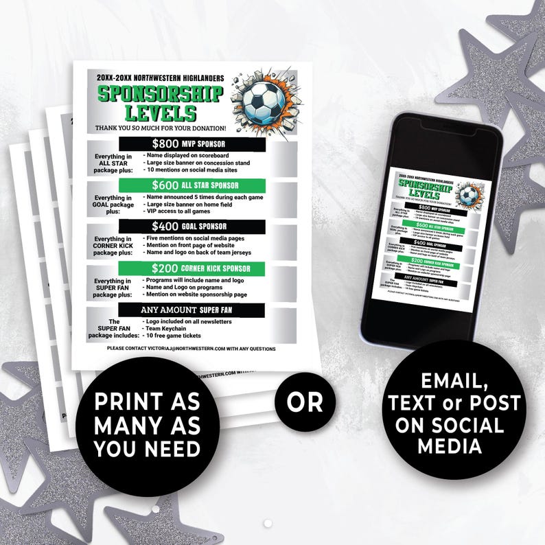 Editable Soccer Sponsorship Levels Form Template, Sponsor My Season ...
