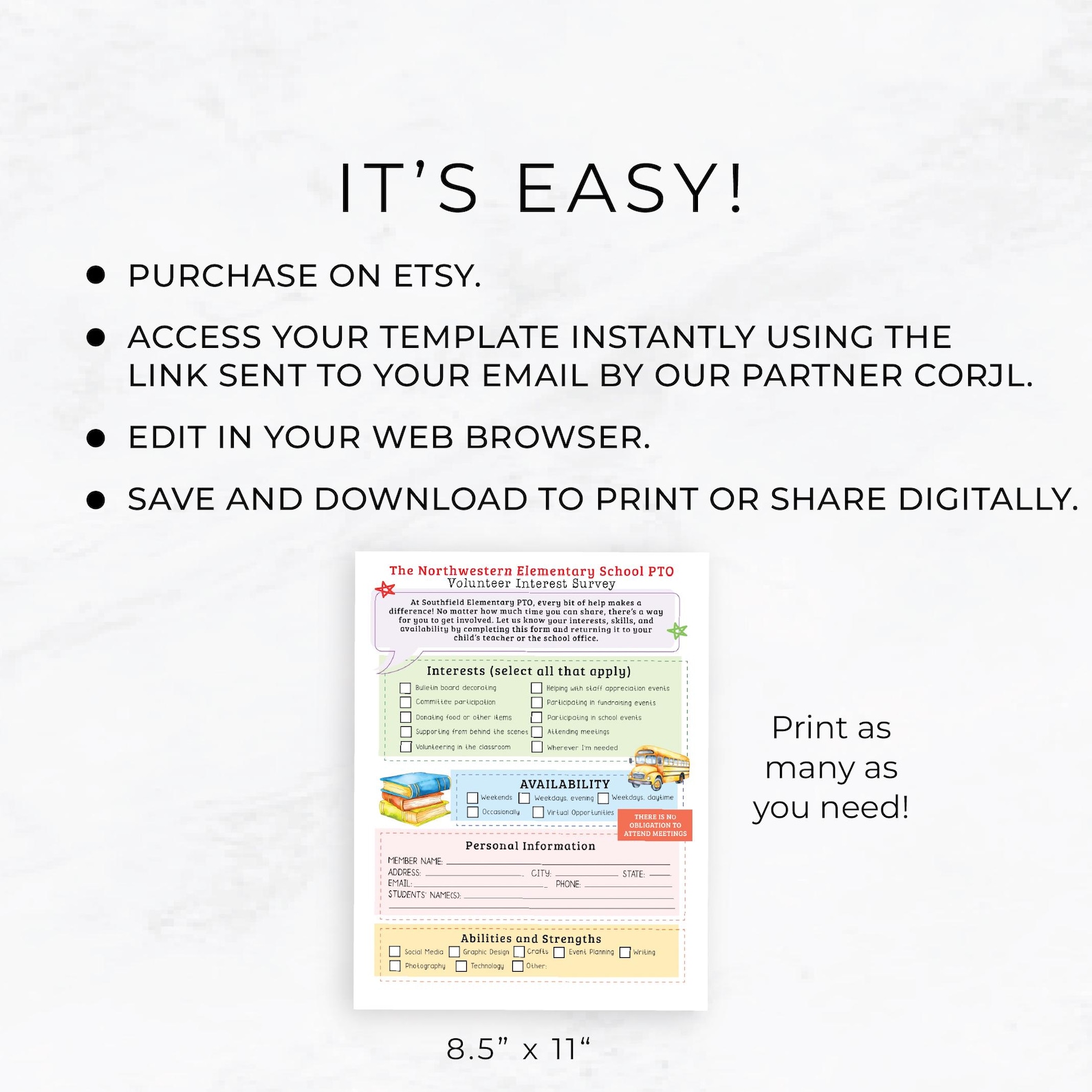 Editable PTO PTA Volunteer Interest Survey, PTA Interest Form, Pta Sign ...