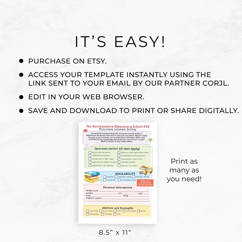 Editable PTO PTA Volunteer Interest Survey, PTA Interest Form, Pta Sign ...