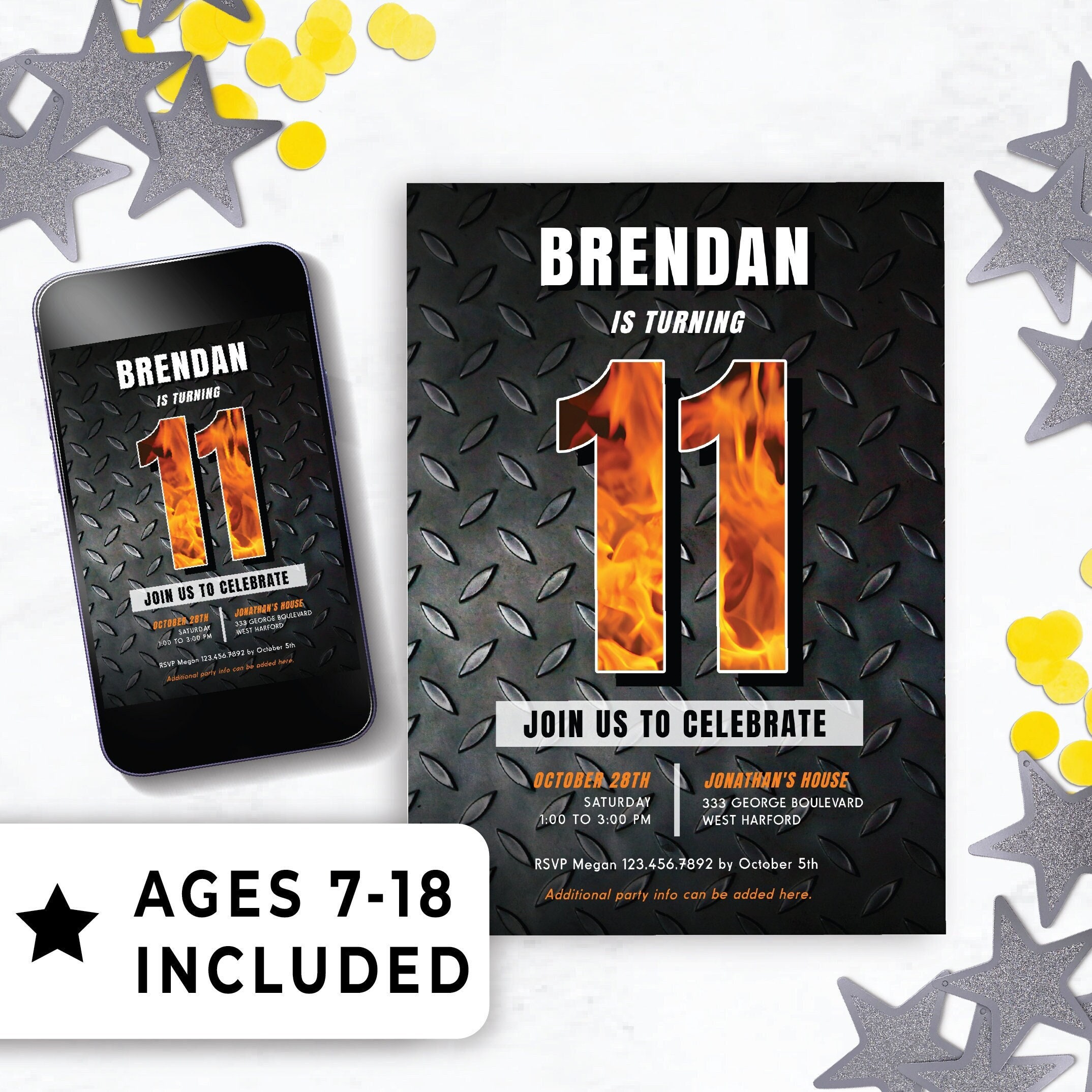 Editable 11th Birthday Invitation Boy Digital Download 11 - Etsy