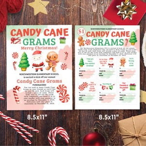 Editable Candy Cane Gram Flyer, Christmas Candy Gram, Christmas Gram ...