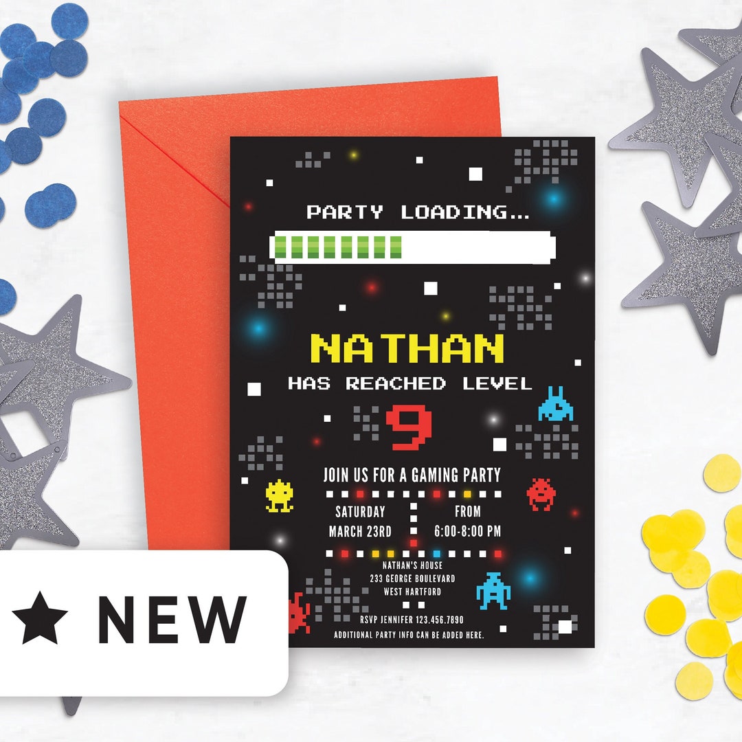 Editable Video Game Birthday Invitation, Level up Birthday Invitation ...