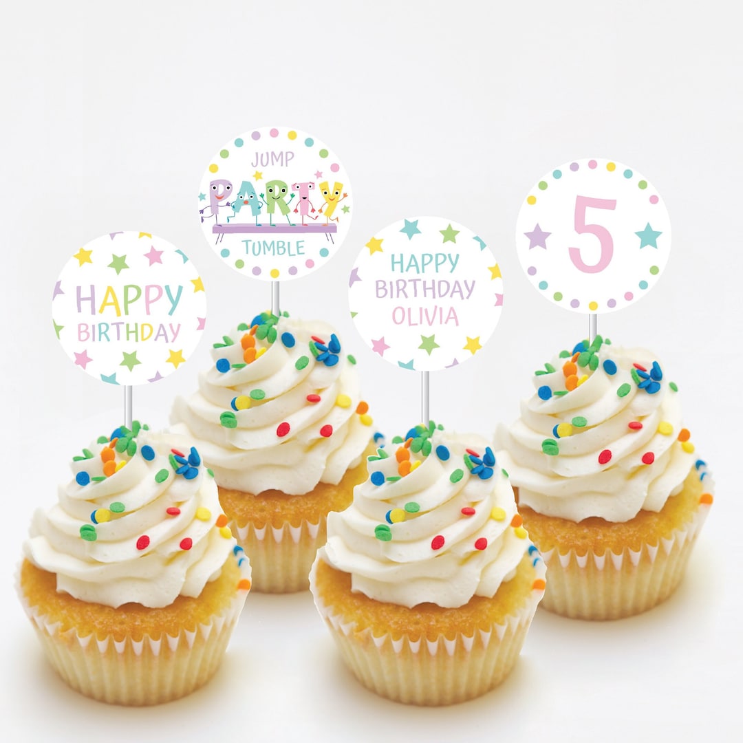 Editable Cupcake Topper Gymnastics Birthday Party Favor Digital ...