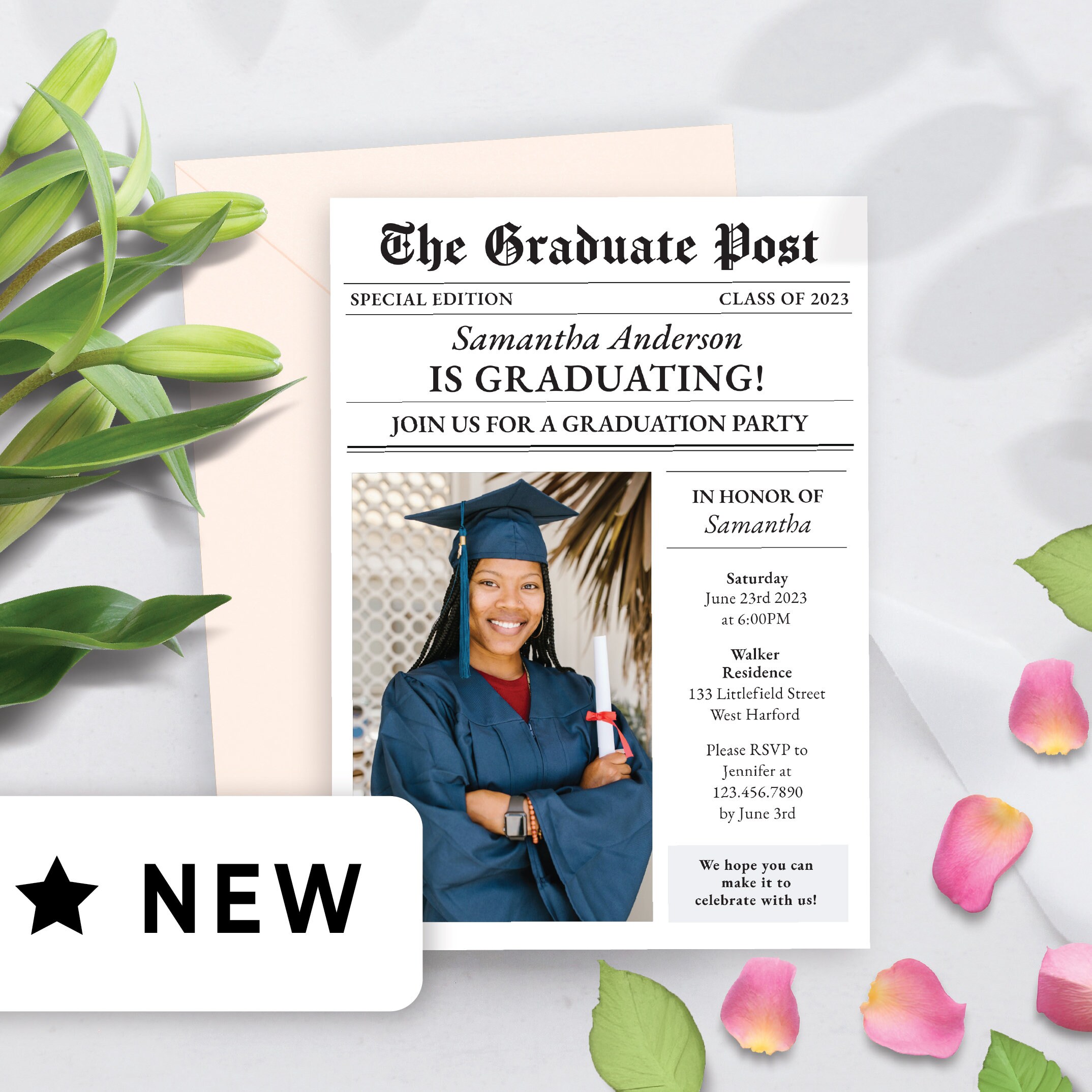 Editable Evite Graduation Invitation Text Message Tempate - Etsy UK