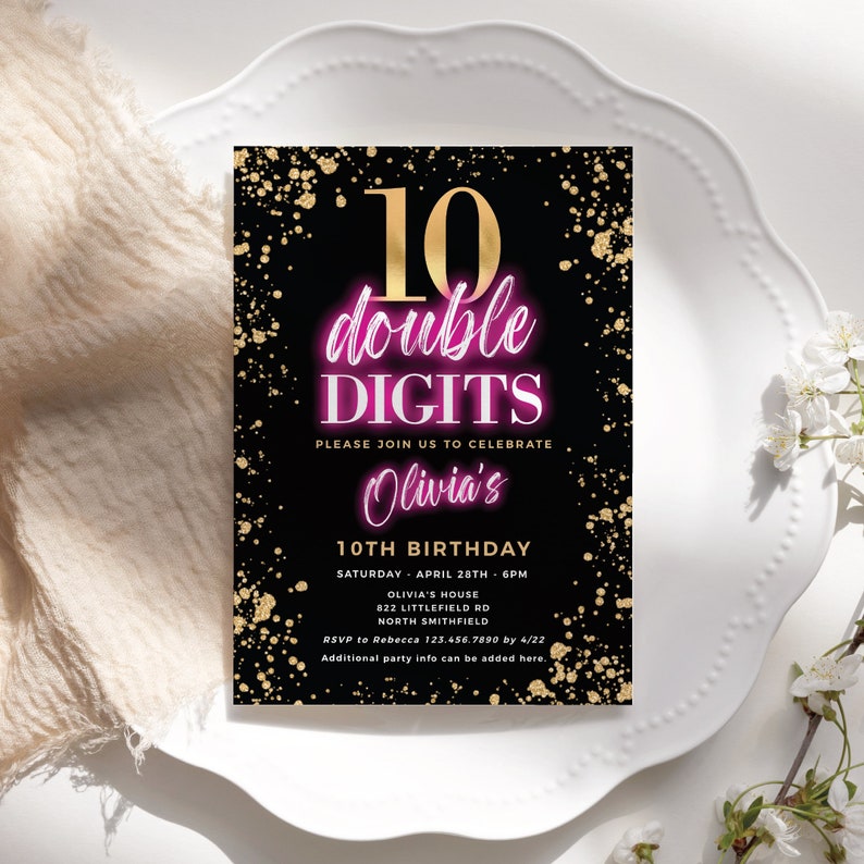 Editable Double Digits Party Invitation Peace Out Single - Etsy UK