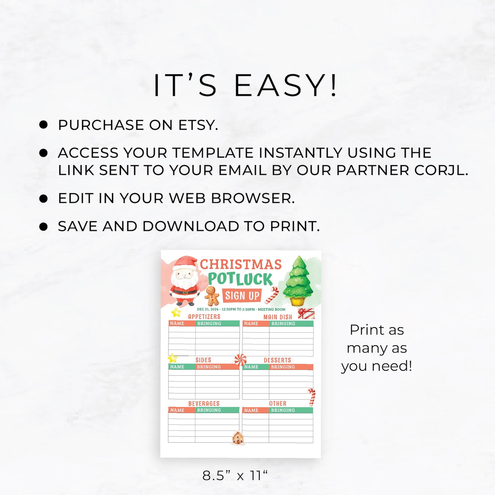Editable Christmas Potluck Signup Sheet, Christmas Potluck Invite Flyer ...