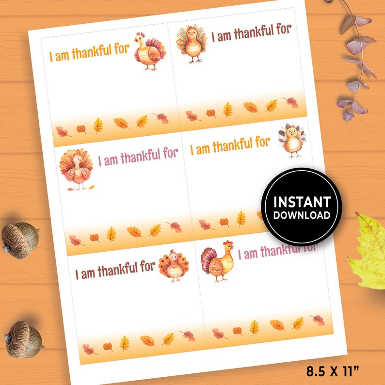 Printable Thanksgiving Gratitude Cards, I Am Thankful for Cards ...