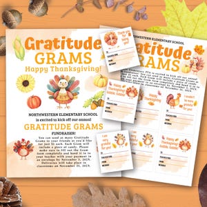 Editable Gratitude Gram Flyer, Gobble Gram Sheets, Thanksgiving Candy ...