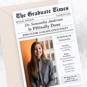 Editable Doctorate Graduation Party Invitations, Phd Graduation Party ...