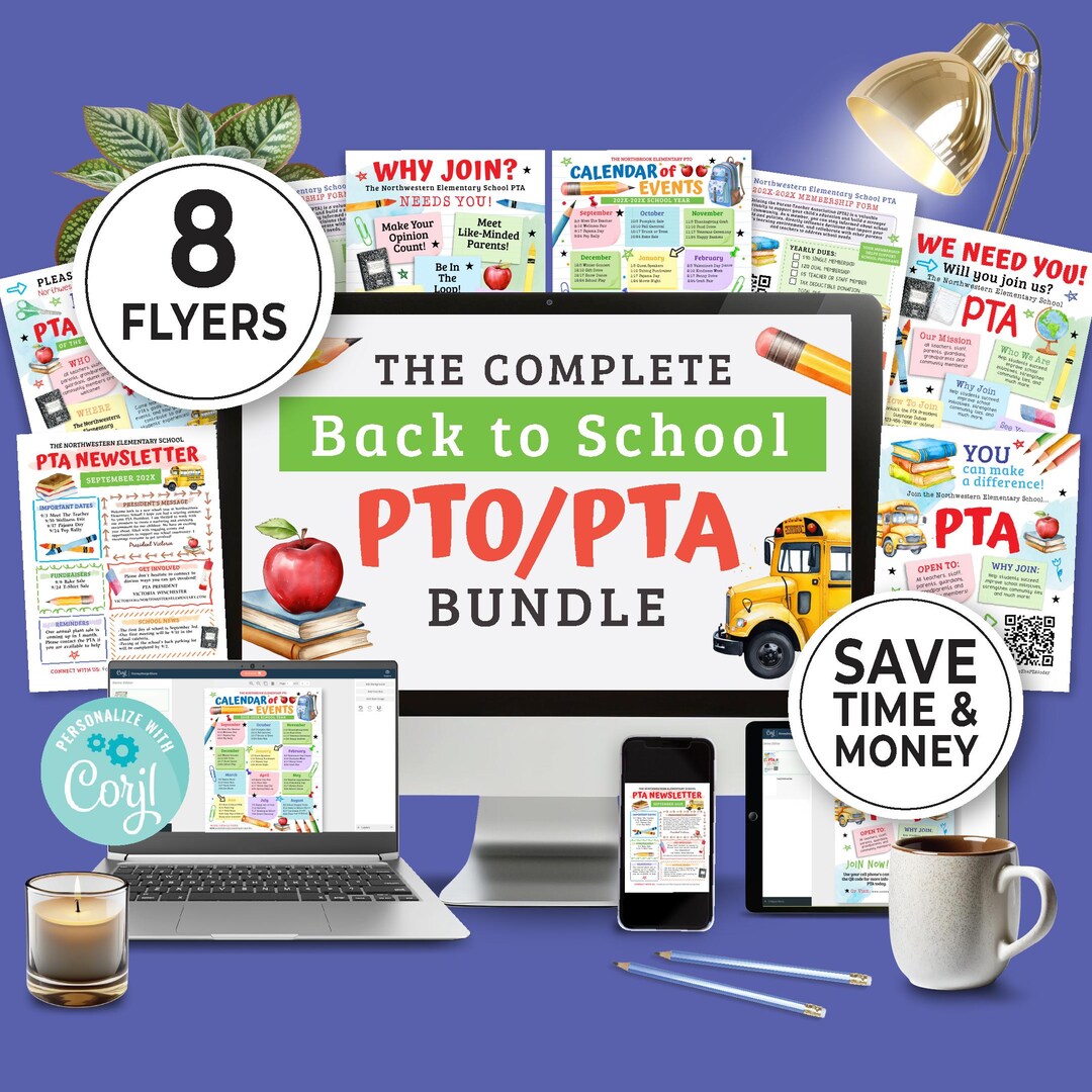Editable PTO PTA Flyer Bundle: PTA Newsletter, Volunteer Recruitment ...