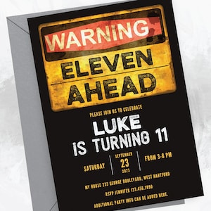 Editable 11th Birthday Invitation Boy Digital Download, Simple 11 Year ...