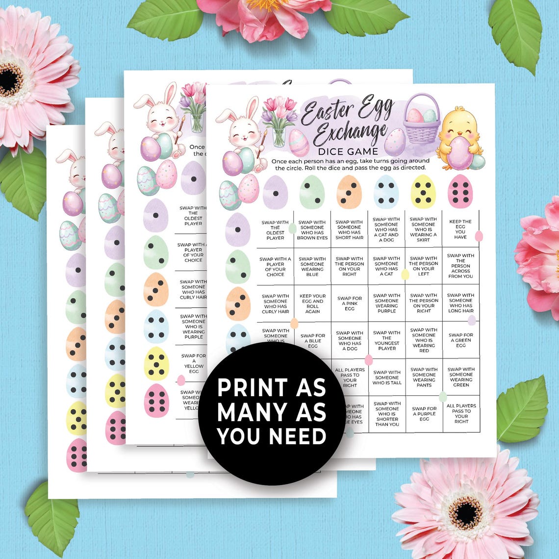 Printable Easter Candy Dice Game, Easter Party Dice Game, Simple Easter ...