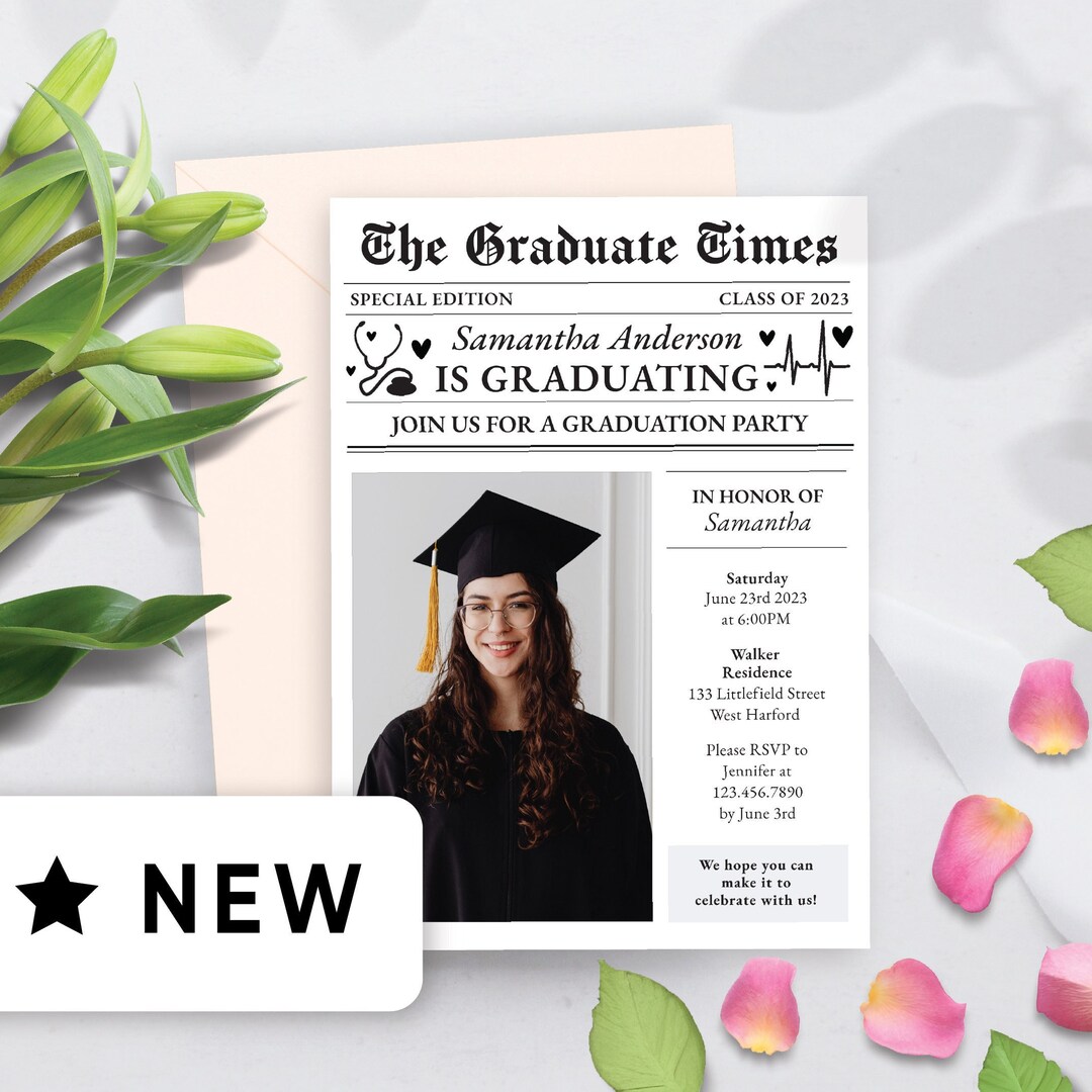 Editable Nursing Graduation Invitation With Photo, Nurse Graduation ...