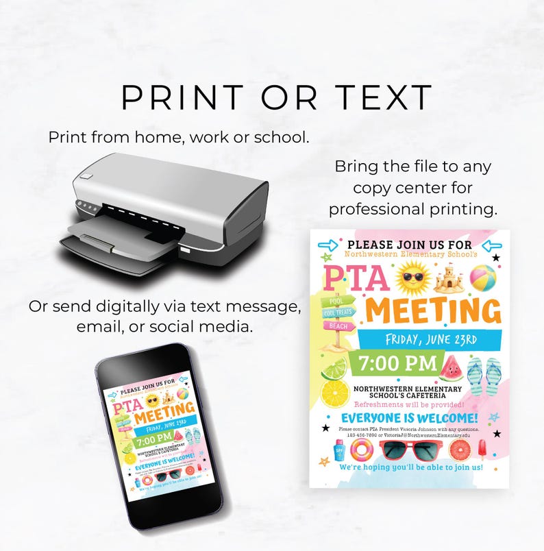 Editable PTO PTA June Meeting Flyer, Meeting Reminder Invitation ...
