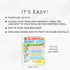 Editable School Spirit Week Flyer, School Spirit Week Itinerary Flyer ...