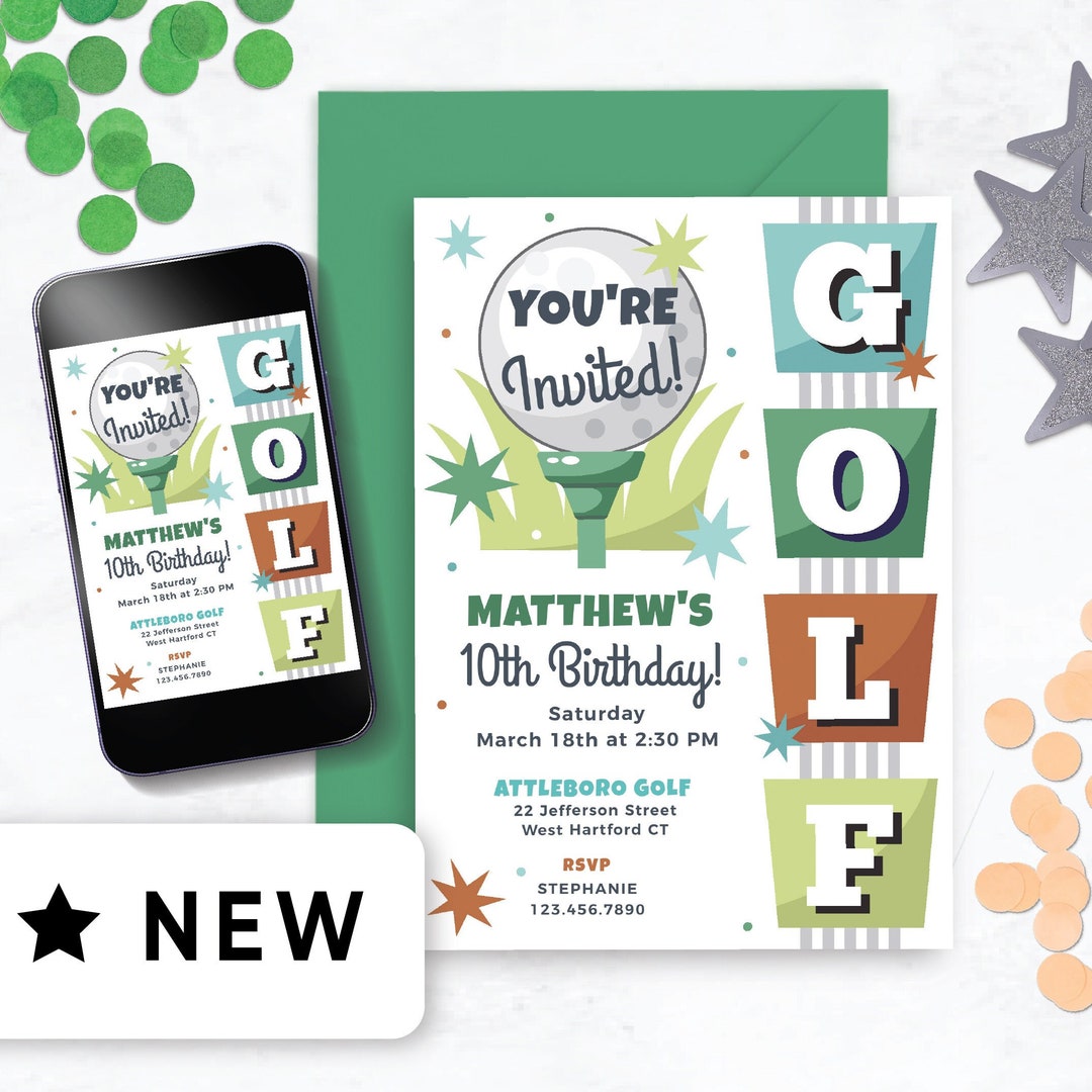Editable Golf Party Invitation Template, Mini Golf Birthday Party ...
