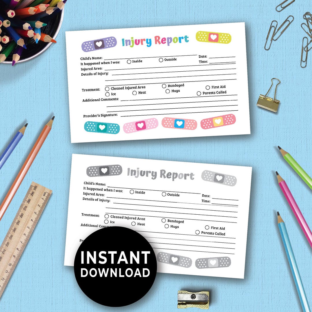 Ouch Report Instant Download Accident Form Injury Report Boo Boo Report ...