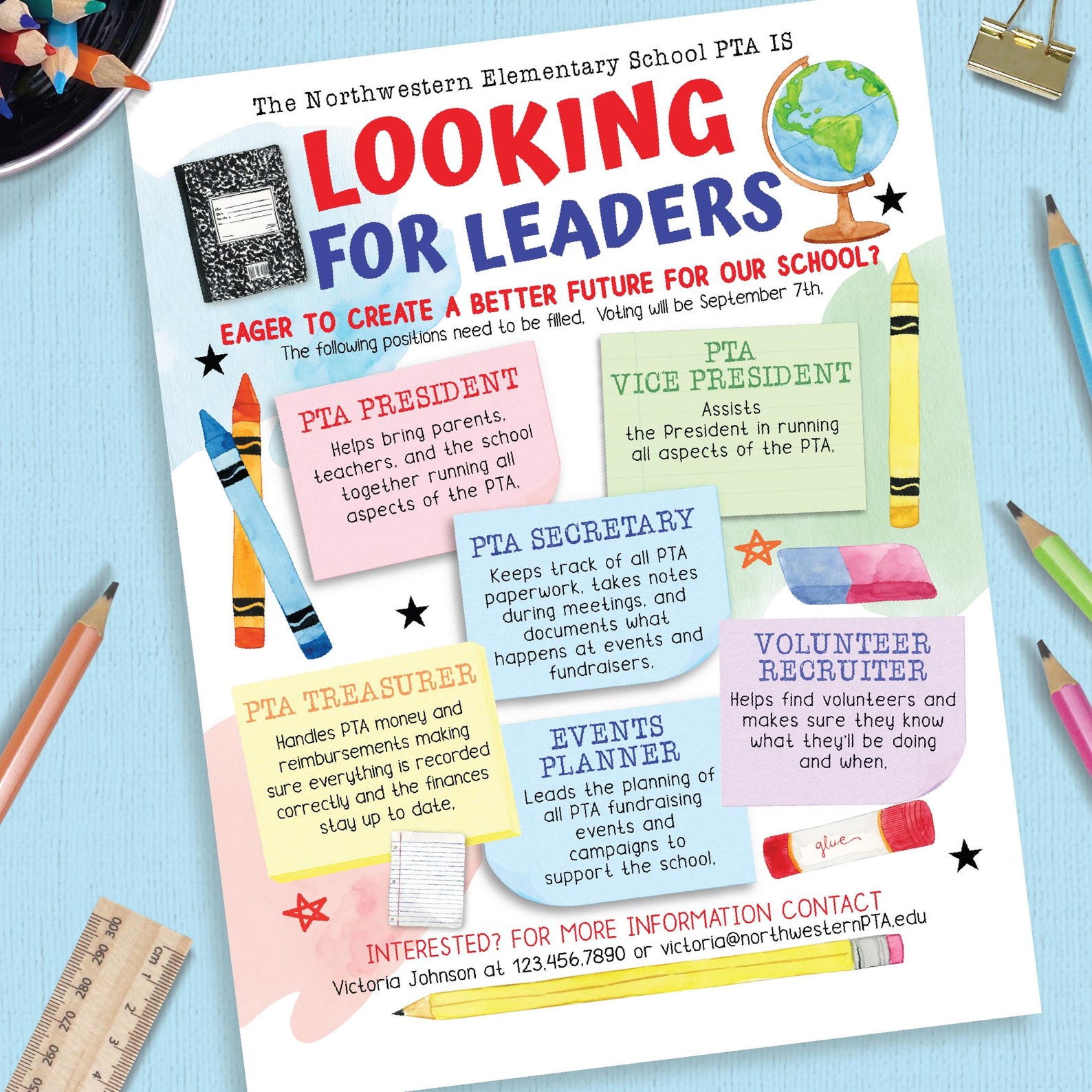 Editable PTO PTA Volunteer Board Member Drive Flyer, PTA Elections ...