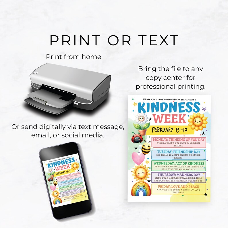 Editable Kindness Spirit Week Flyer, Random Acts of Kindness School ...