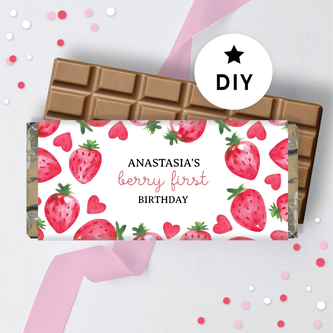 Editable Candy Bar Wrapper Berry First Birthday Party Printable, 1st ...