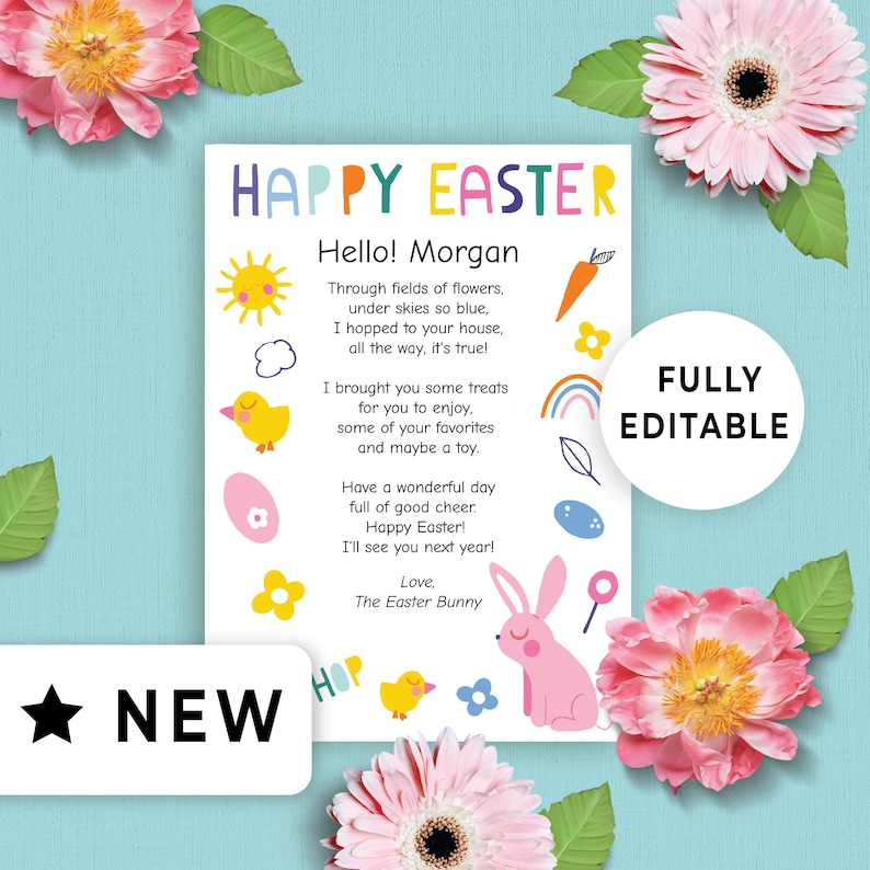 Editable Easter Bunny Letter Printable, Personalized Letter From the ...