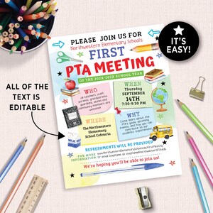 Editable PTO PTA First Meeting Flyer, Membership Drive Flyer, PTO ...