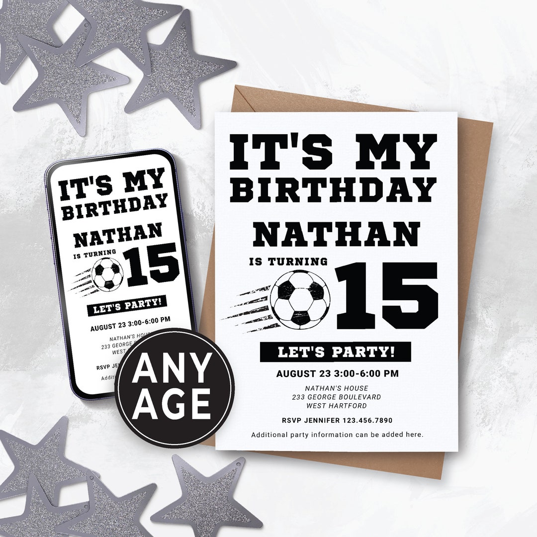 Editable Soccer Birthday Invitation Instant Download, Party Theme for ...