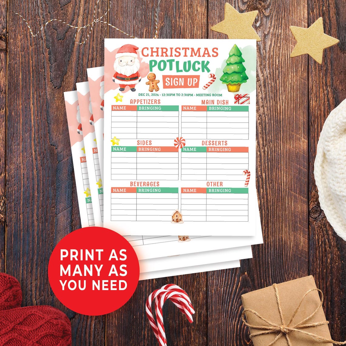 Editable Christmas Potluck Signup Sheet, Christmas Potluck Invite Flyer ...
