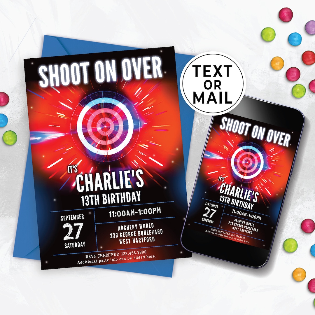 Editable Archery Birthday Party Invitation for Teenage / Tween Boy ...