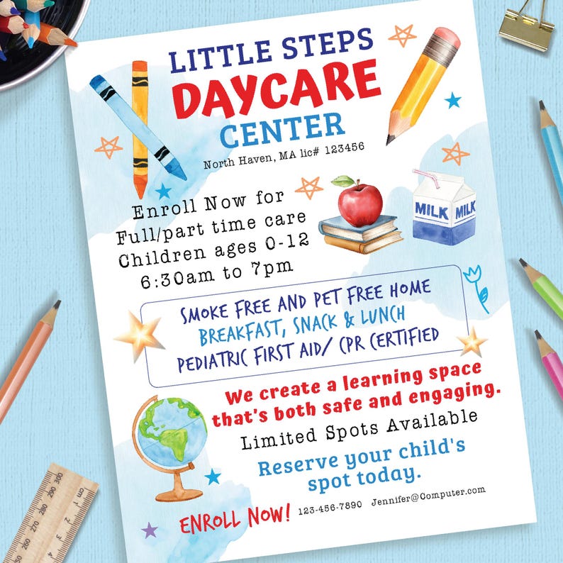 Editable Childcare Flyer Template, Family Daycare Business Flyer ...