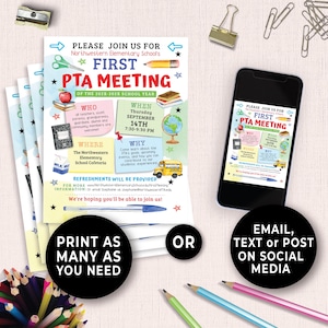 Editable PTO PTA First Meeting Flyer, Membership Drive Flyer, PTO ...