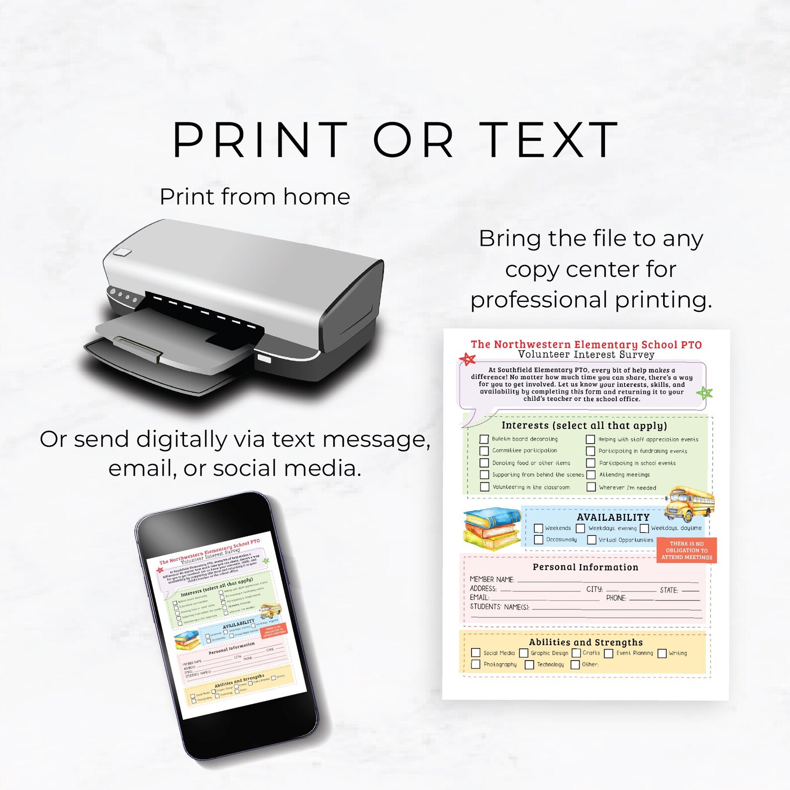 Editable PTO PTA Volunteer Interest Survey, PTA Interest Form, Pta Sign ...