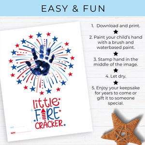 Printable 4th of July Handprint Art Craft, Independence Day Baby ...