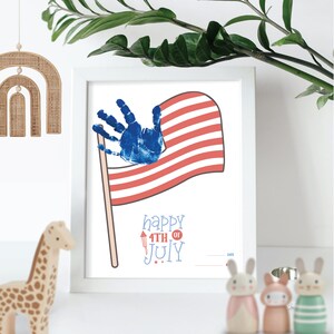 Printable Retro 4th of July Handprint Art Craft, Independence Day Baby ...