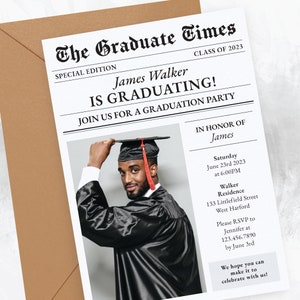 Editable Male Graduation Invitation, College Graduation Invitations for ...