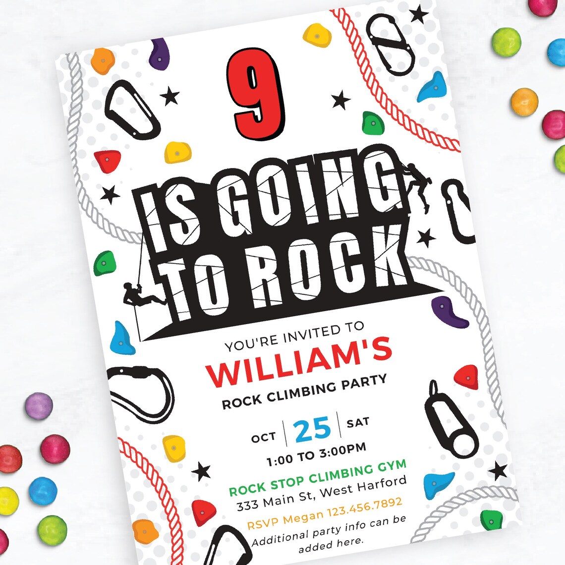 Editable Rock Climbing Invitation Digital Download, Rock Climbing ...